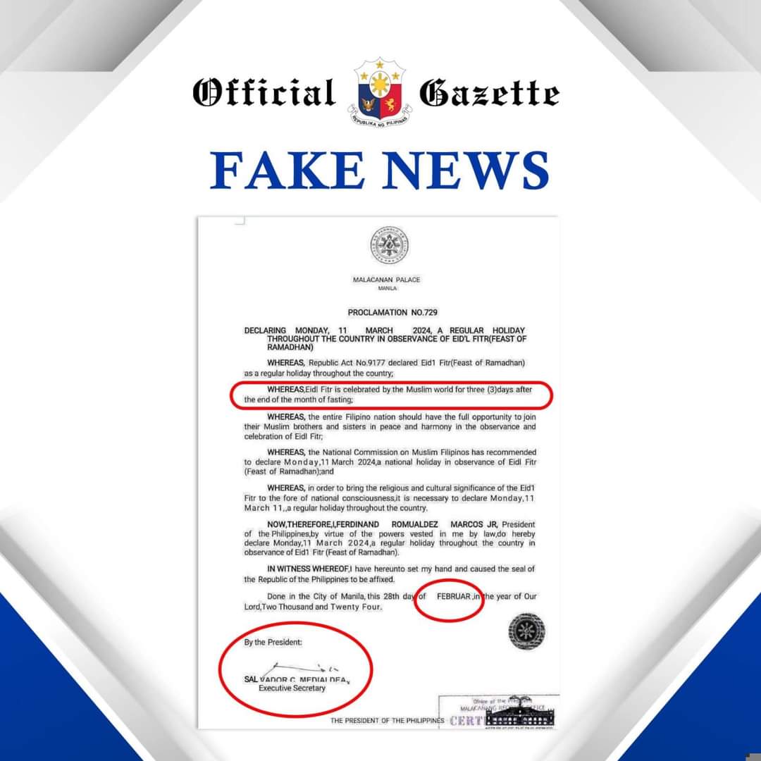 Fake Proclamation No. 729 Circulates Online, Malacañang Warns Public ...