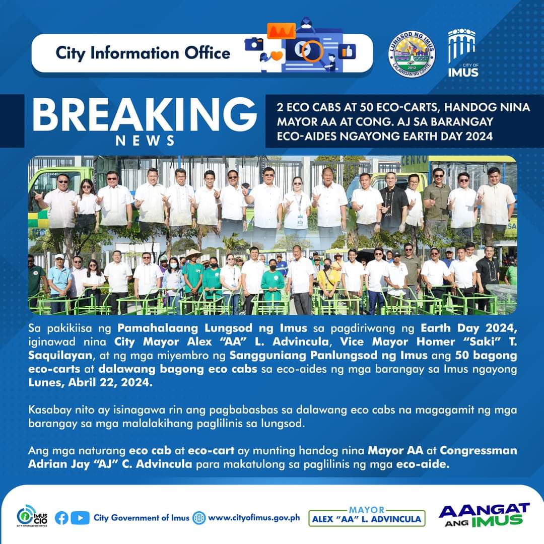 Imus City Marks Earth Day 2024: New Eco-Cabs and Carts Given Away ...