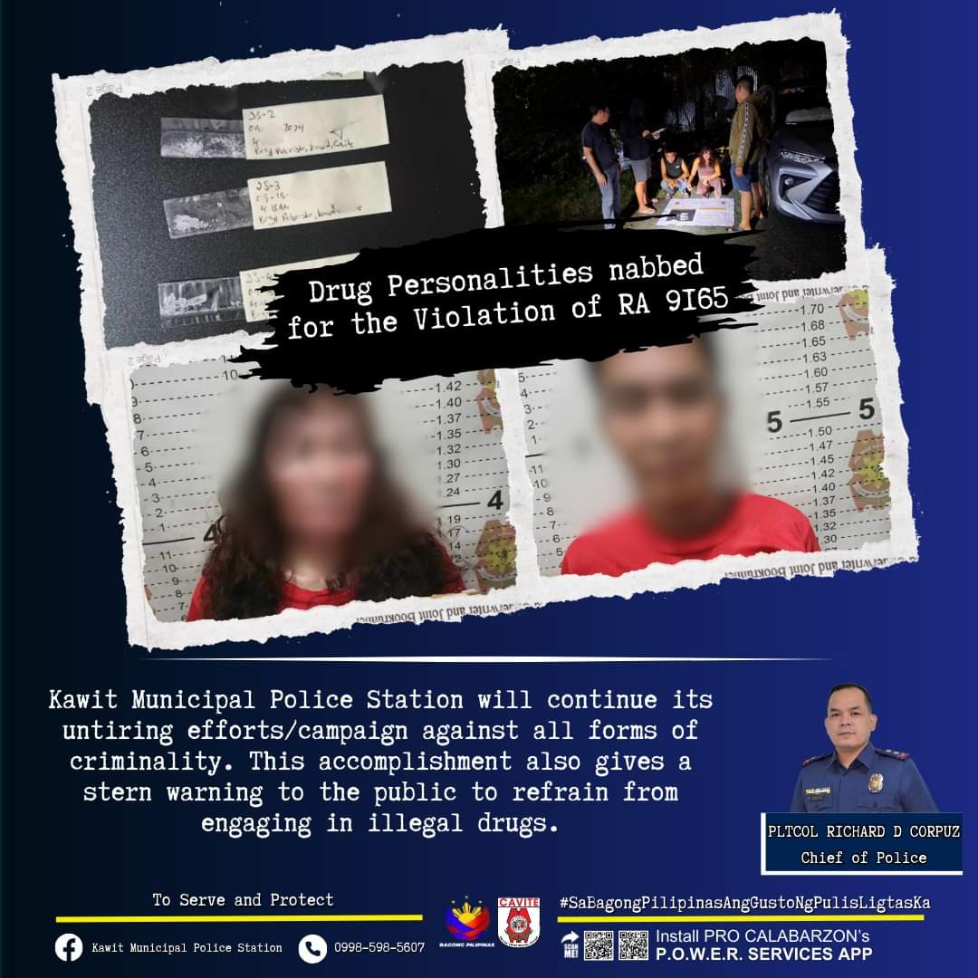 PNP Arrests 2 Shabu Pushers in Kawit, Cavite - Cavite News