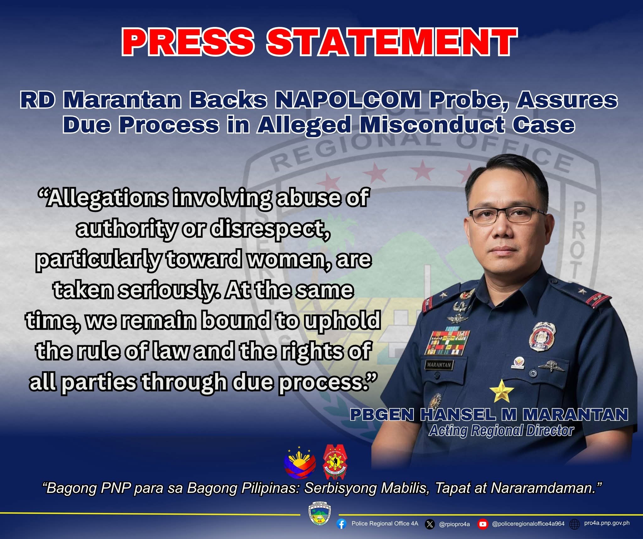 Police RD Marantan backs NAPOLCOM probe into alleged police misconduct ...